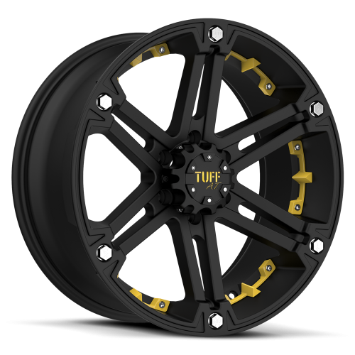 Tuff T-01 Rims (Flat Black with Yellow Inserts) | 15 X 8, 16 X 8, 17 X ...