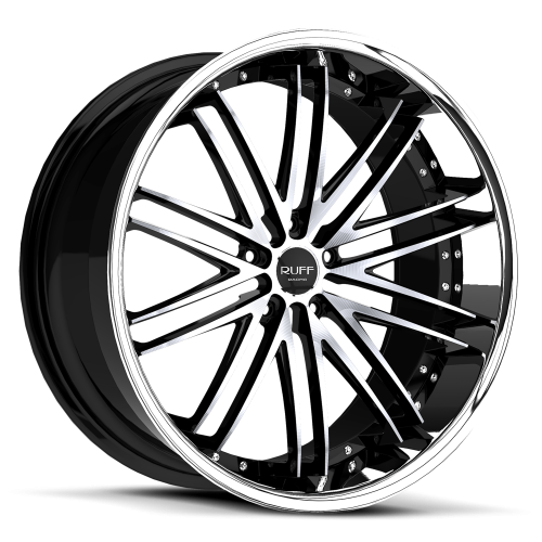 Ruff Racing R980 22 X 9 Inch Rims (Gloss Black Machined with Chrome Lip ...