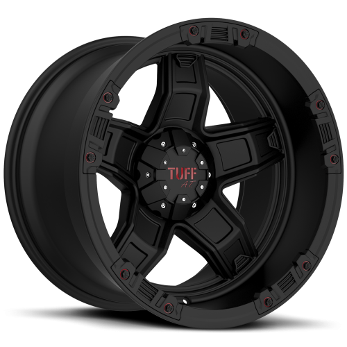 Tuff T-10 12in 20 X 12 Inch Rims (Flat Black with Red Accents) | Tuff T ...