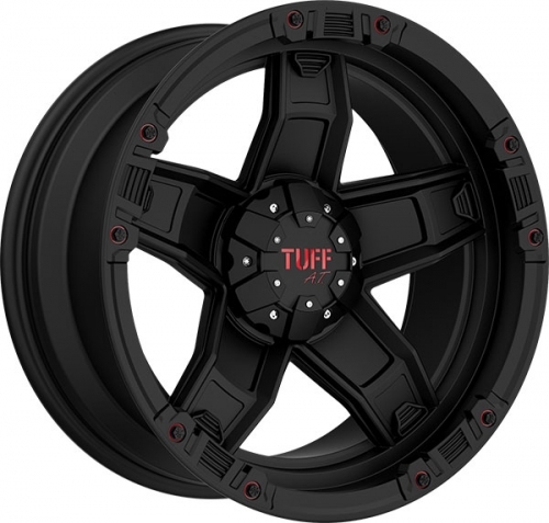 Tuff T-10 15 X 10 Inch Rims (Flat Black with Red Accents) | Tuff T-10 Rims